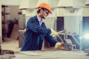 Workers in iron steel industrial factory Royalty-Free Stock Image ...