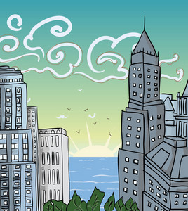 Cartoon City Vector Illustration Royalty-Free Stock Image - Storyblocks