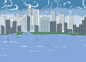Cartoon City Vector Illustration Royalty-Free Stock Image - Storyblocks