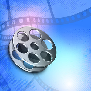 Film stripe or film reel on colorful movie background. Royalty-Free ...