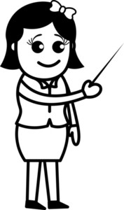 Girl Pointing A Stick - Cartoon Office Vector Illustration Royalty-Free ...