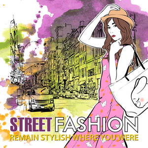 Hand Drawn Watercolor Background With Illustration Of A Pretty Girl In ...