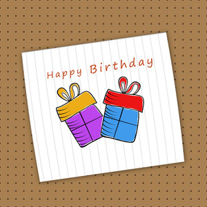 Happy Birthday Celebration Concept With Gift Boxes Design In A Notebook ...