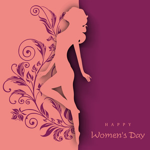 Happy Womens Day Greeting Card Or Poster Design With Silhouette Of A ...