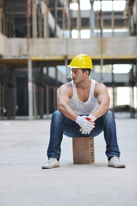 Hard Worker On Construction Site Royalty-Free Stock Image - Storyblocks