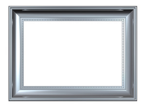Shiny Silver Rectangular Frame Isolated On White Background. Royalty ...
