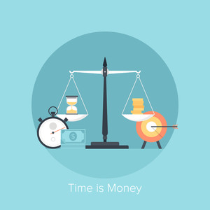 Vector illustration of time is money flat design concept isolated on ...