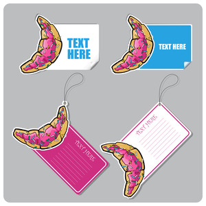 Vector Set Of Tags And Stickers With Cartoon Croissants. Royalty-Free ...