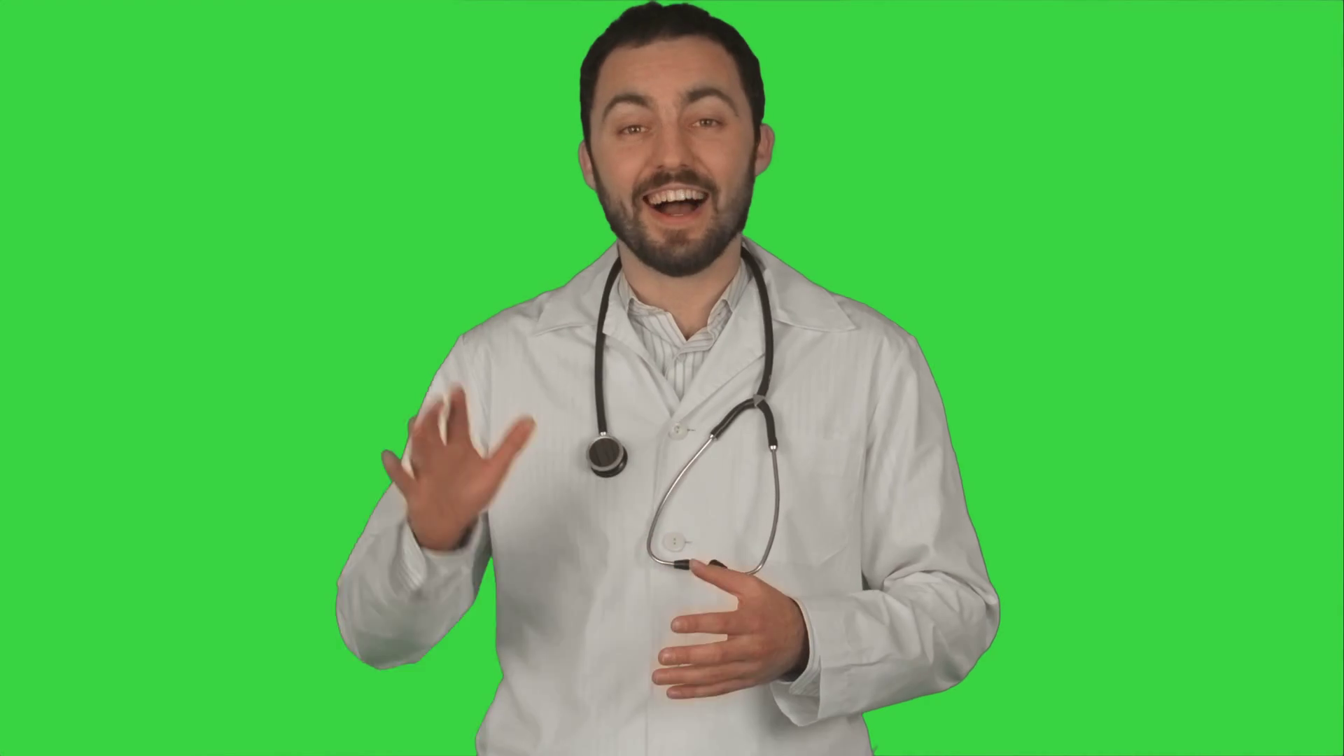 Doctor with good news looking on camera on a Green Screen, Chroma Key ...