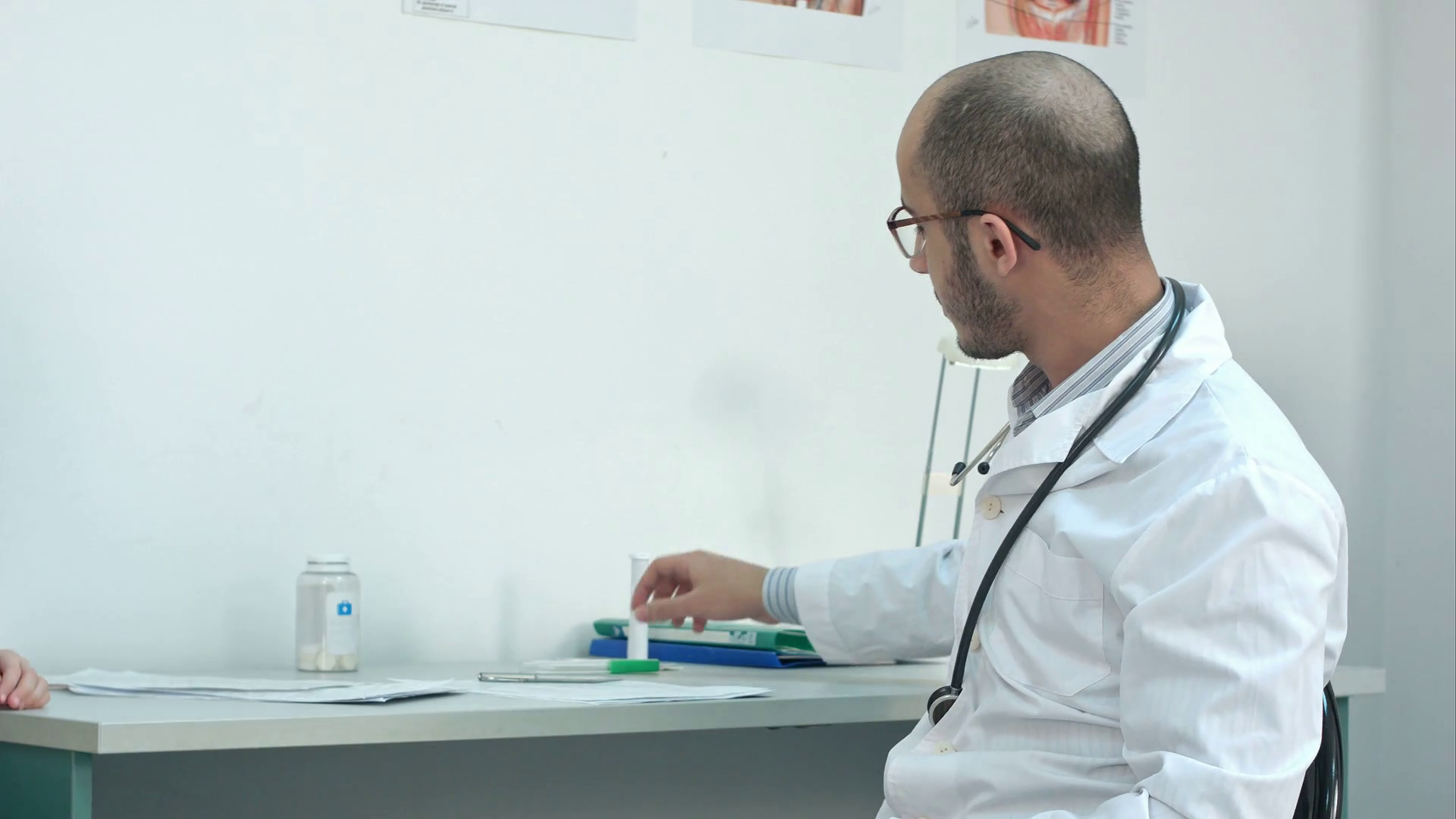 Male Doctor Shaking Down Thermometer Handing Stock Footage SBV ...