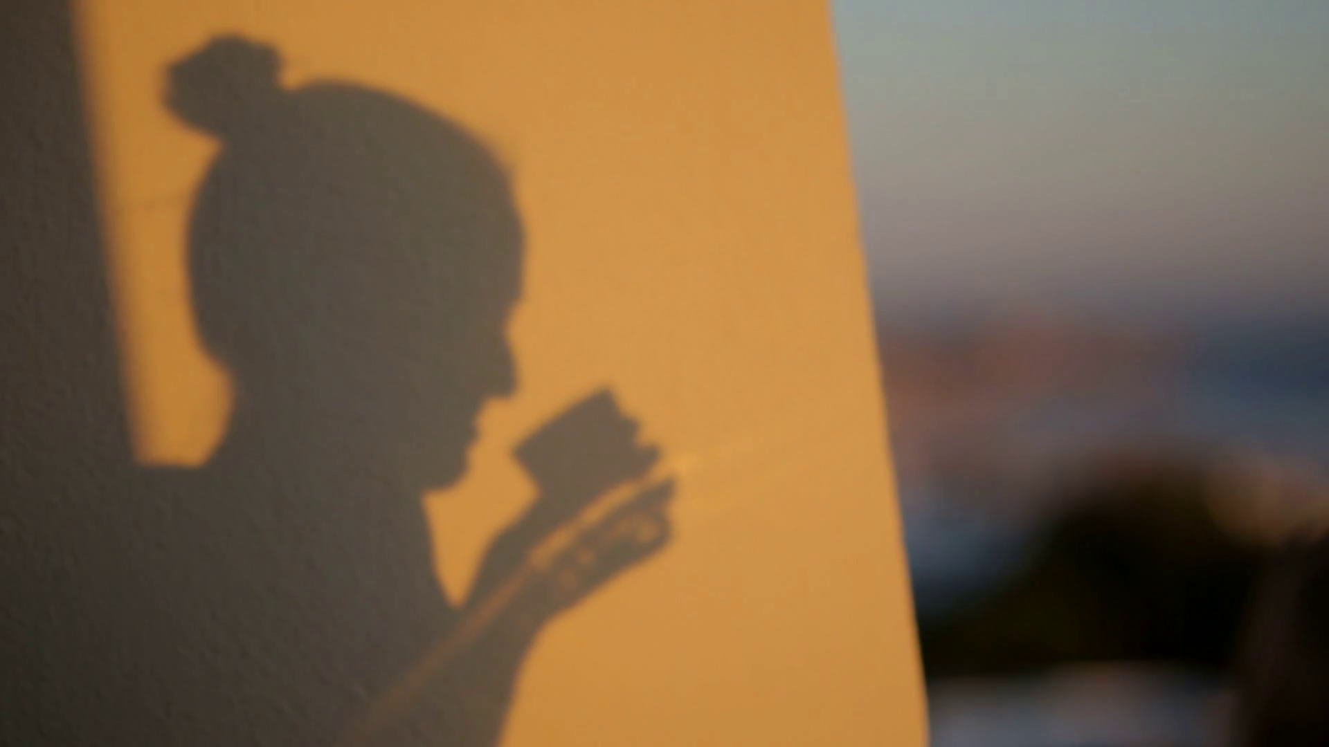Shadow Silhouette Of Woman Drinking Beverage Stock Footage SBV ...