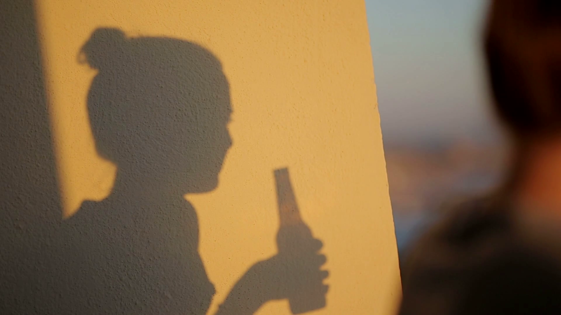 Shadow Silhouette Of Woman Drinking From Stock Footage SBV-303999636 ...
