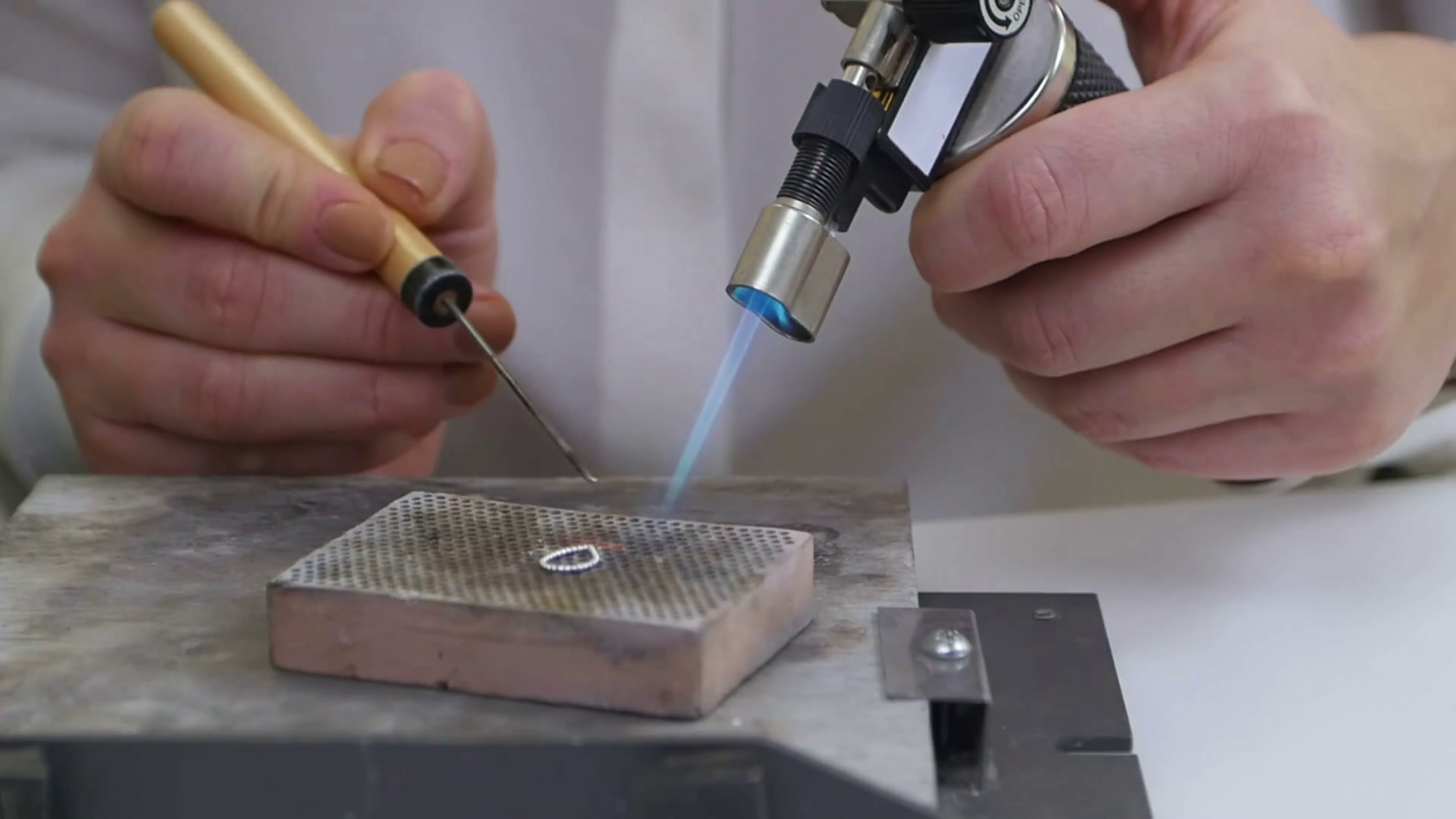 Burning Silver Jewelry With White Gems Stock Footage SBV-313407115 ...