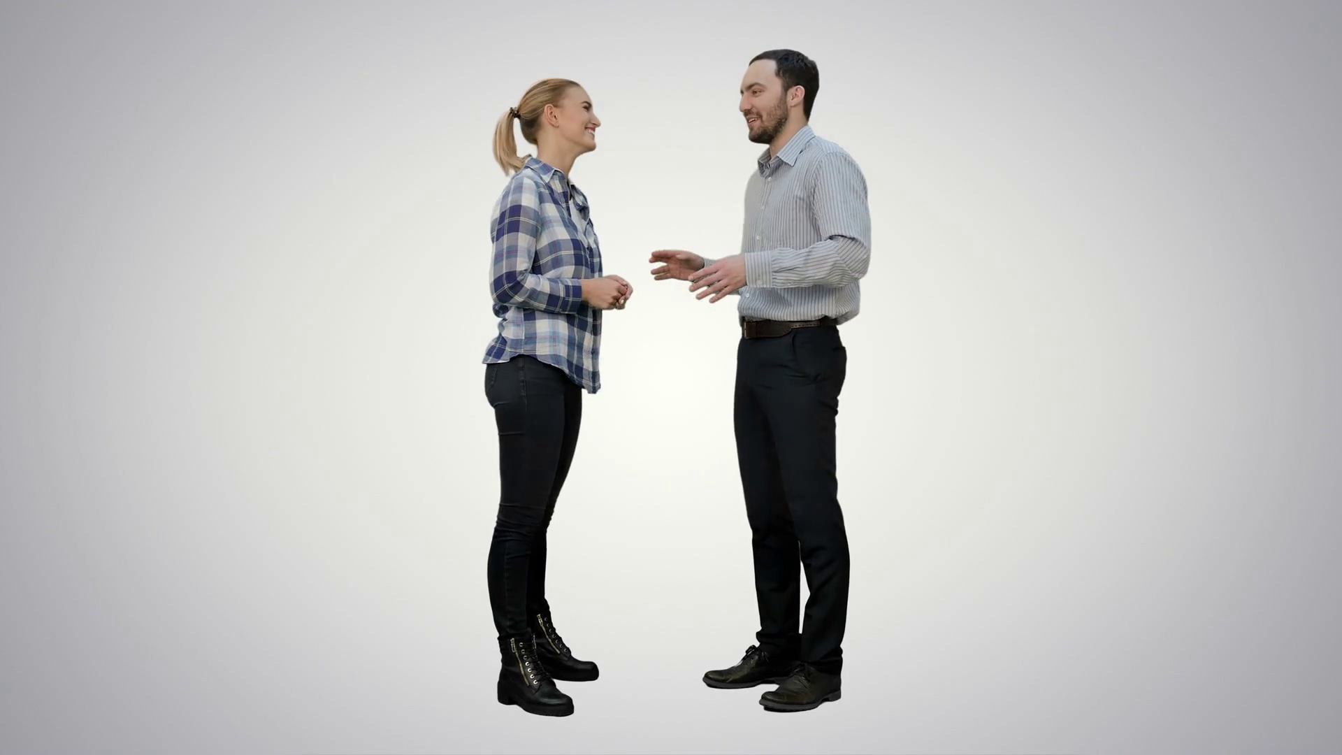 Couple Of Lovers Stand Talk Laugh On White Stock Footage SBV-313891329 ...