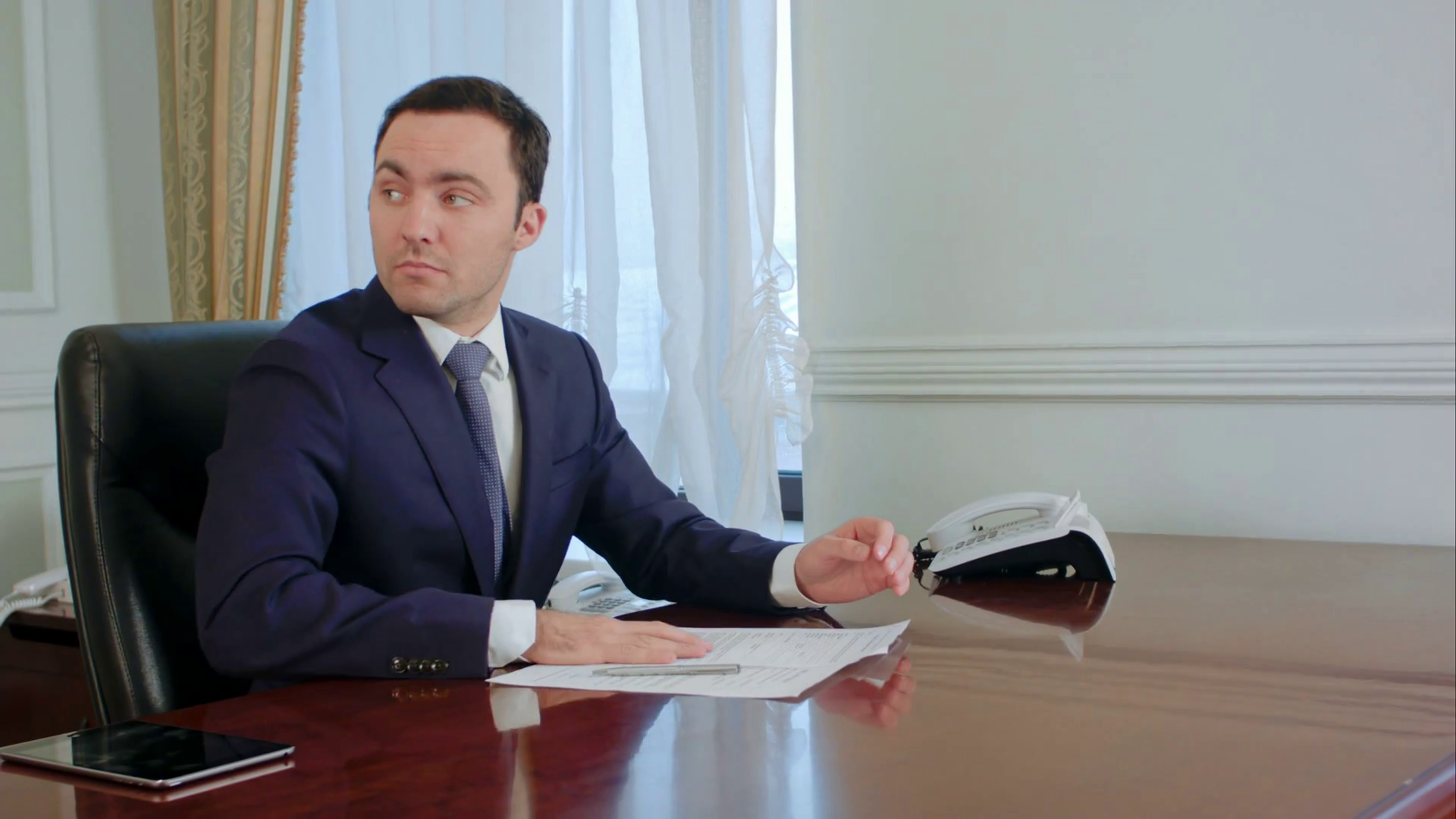 Dishonest Businessman In Suit Looks Back Stock Footage SBV-313171357 ...