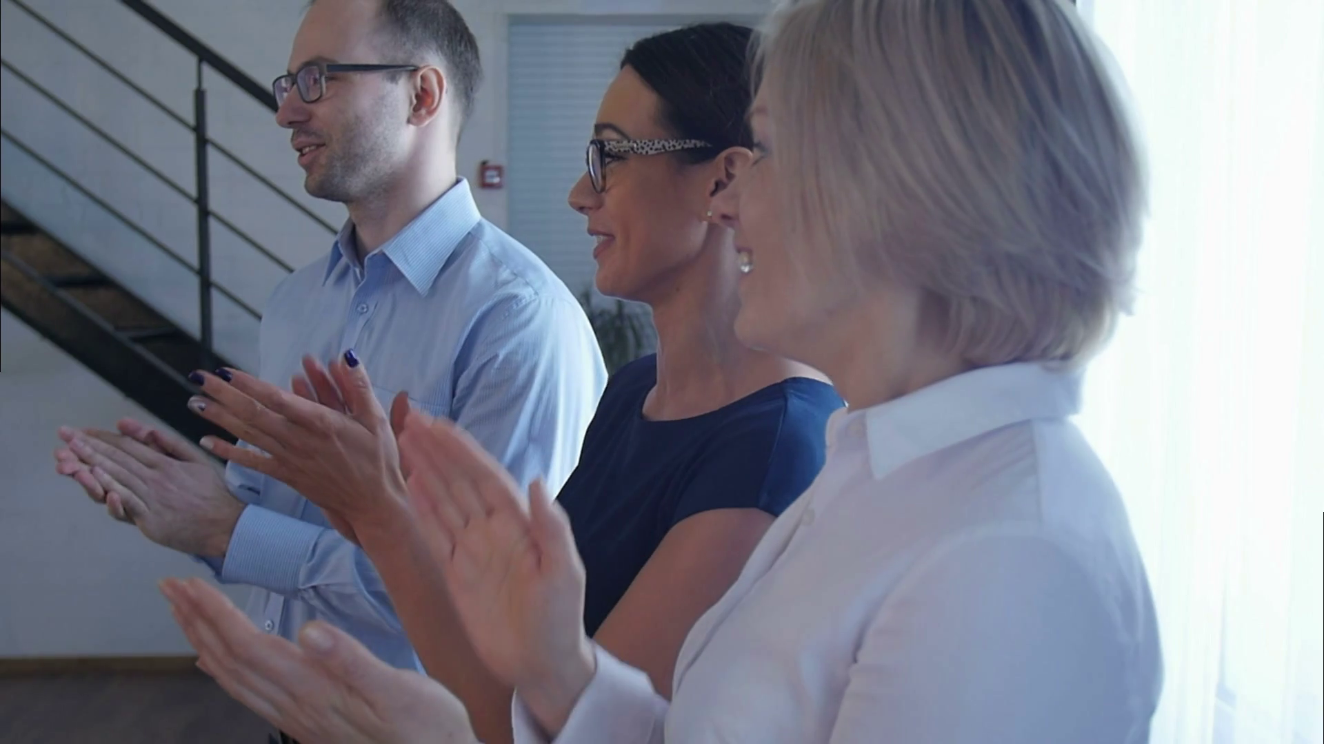 Happy Group Of Business People Clapping In Stock Footage SBV-337476062 ...