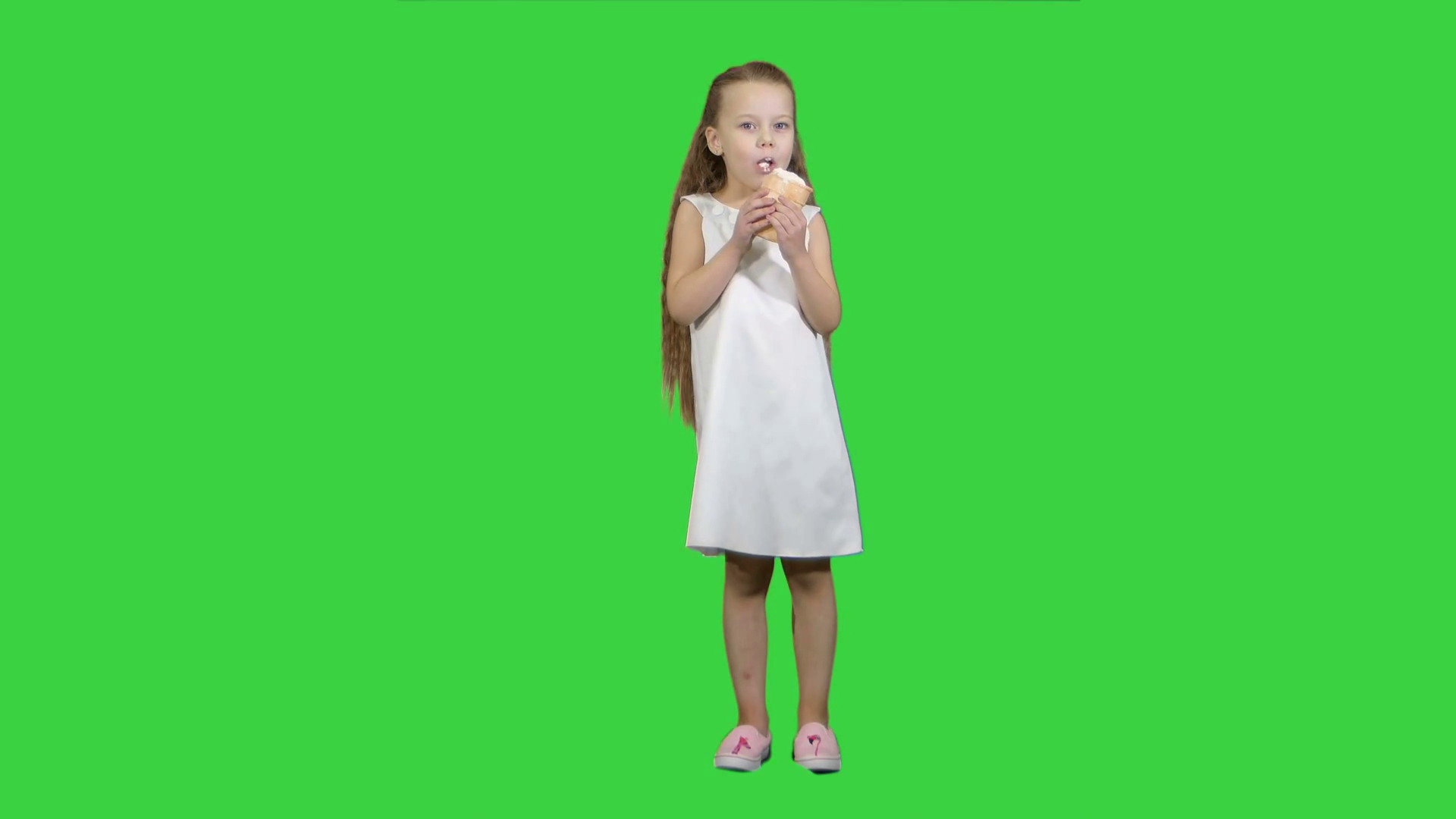 Kid Girl Eating Ice Cream On Green Screen Stock Footage SBV-316687949 ...