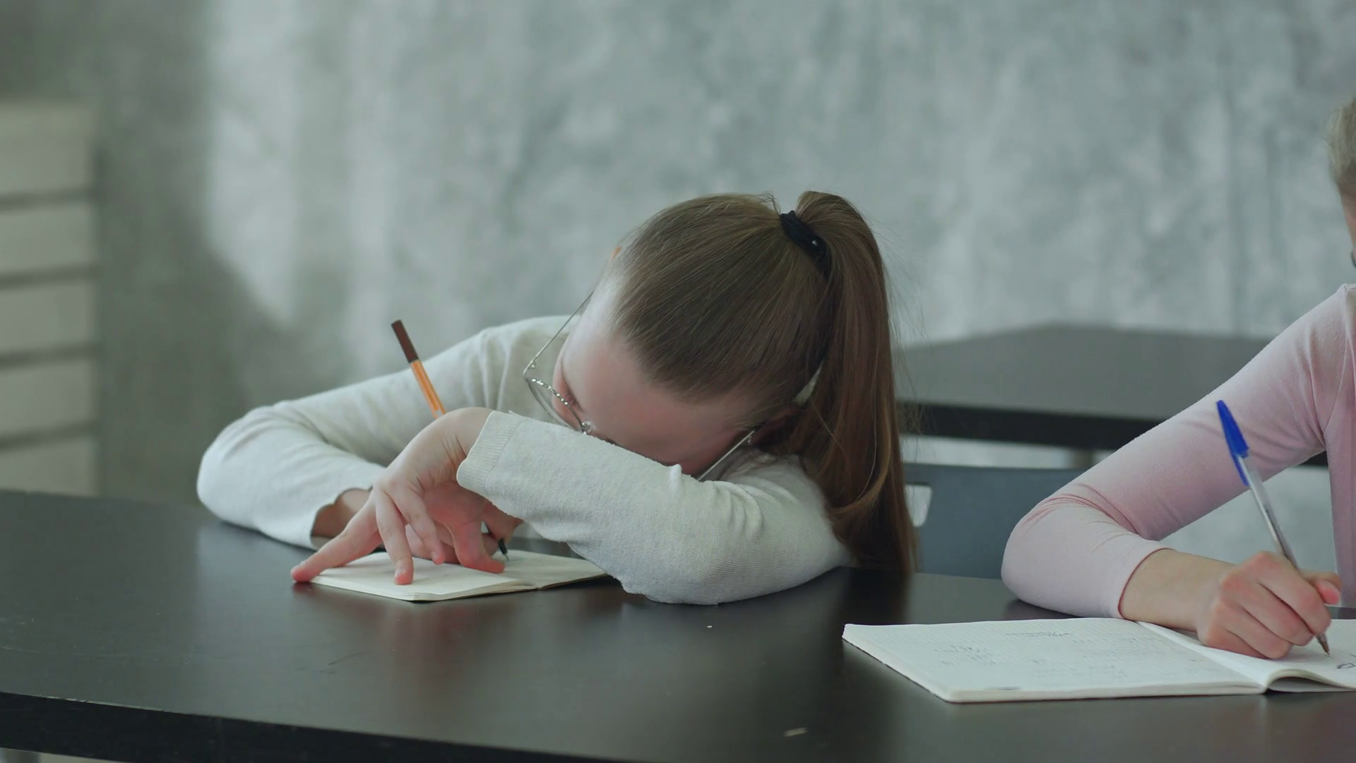 Young Girls In Classroom Concentrating On Stock Footage SBV-316203425 ...