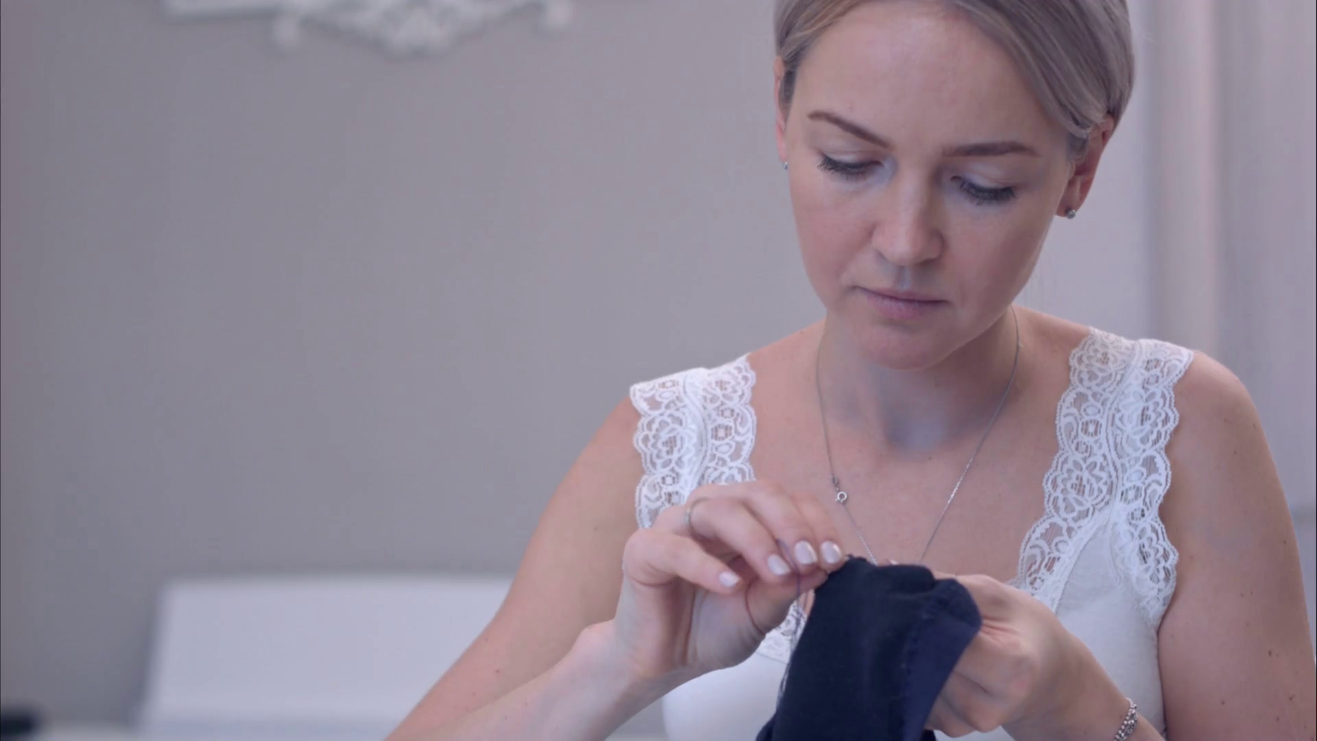 Skilled Woman Crafting Clothes With Needle Stock Footage SBV-311114866 ...