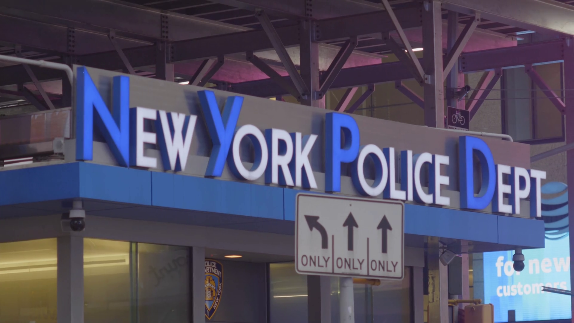 A Nypd Sign Stands Out On Steel Girders Of Stock Footage SBV-348377066 ...