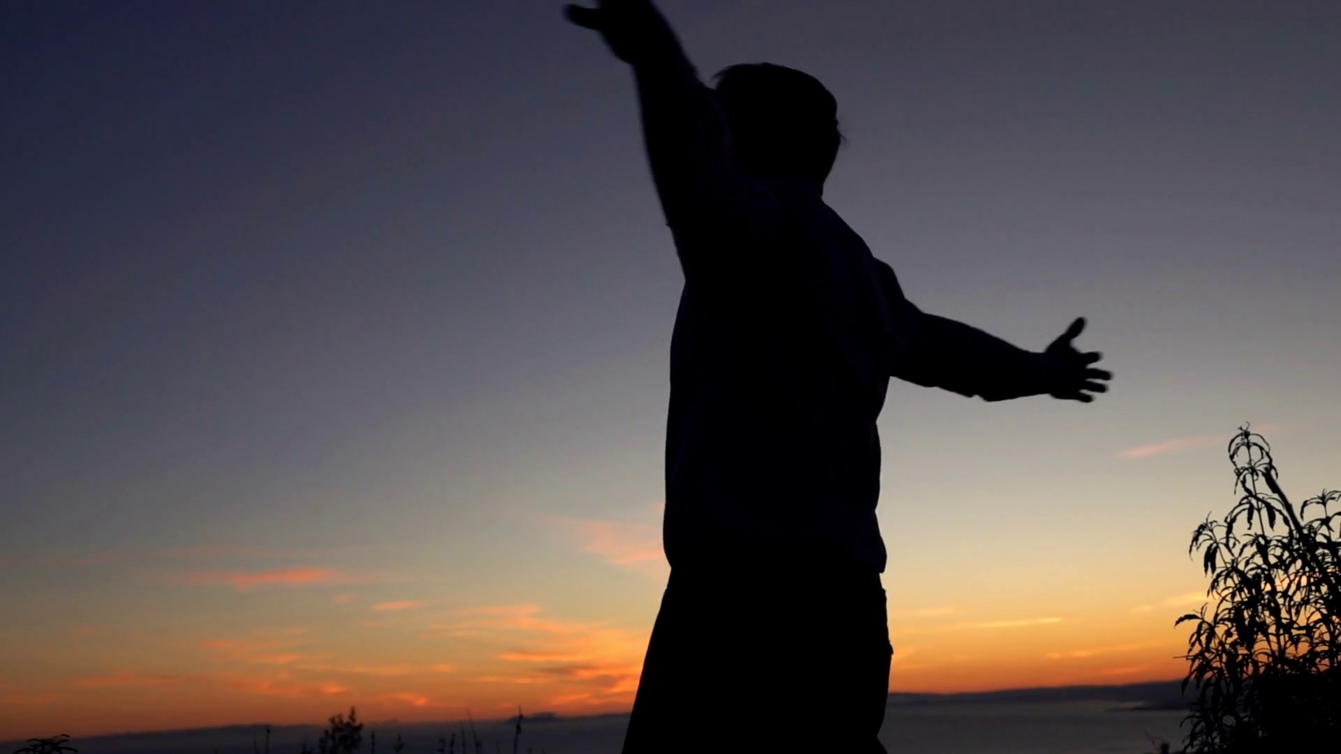 Silhouette Of Happy Man Turning Around On Stock Footage SBV-306375768 ...