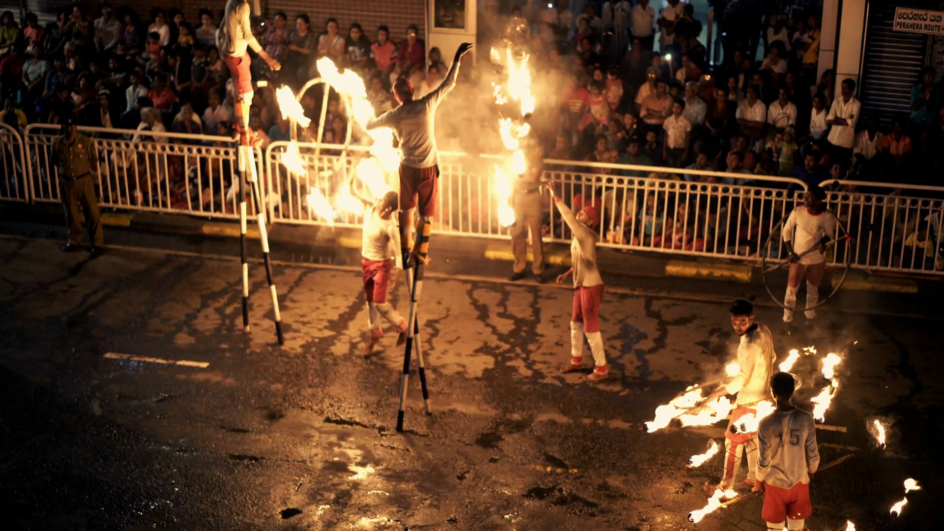 Editorial Kandy, Sri Lanka - 07.7.2016: Fireball acrobats during ...