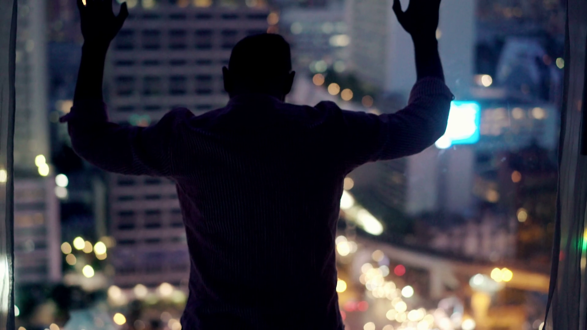 Sad Worried Man Looking Window During Night Stock Footage SBV-319881722 ...