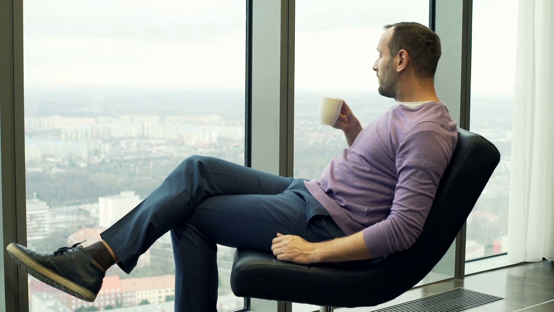 Young Happy Man Drinking Tea On Armchair Stock Footage SBV-309087591 ...