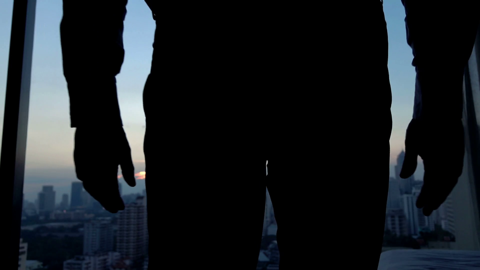 Man Admires City Sunset From Window 120fps Stock Footage SBV-304687116 ...