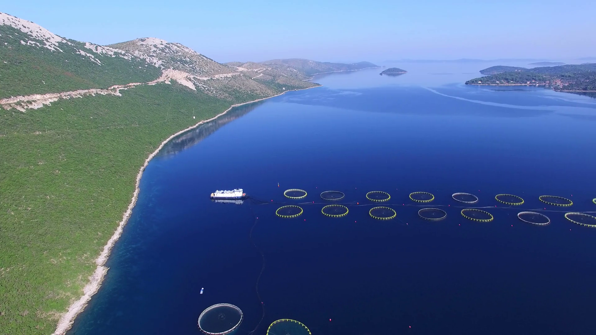 Flying Over Fish Farm In Dalmatian Sea Stock Footage SBV-312863569 ...