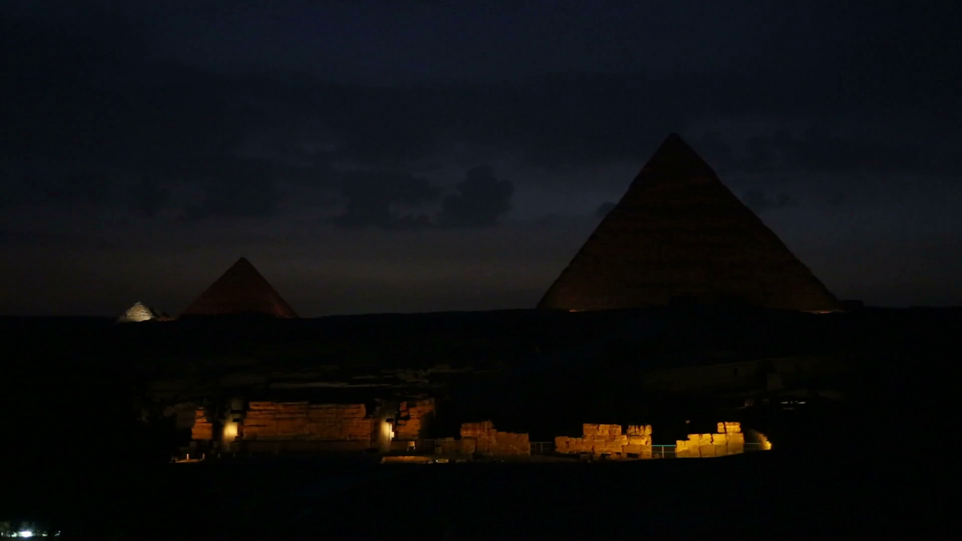 Pyramids At Giza During Night Light Show Stock Footage SBV-307103618 ...