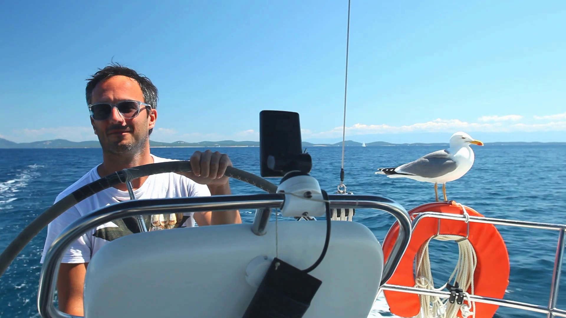 Skipper On Sailing Boat On Adriatic Sea Off Stock Footage SBV-301465749 ...