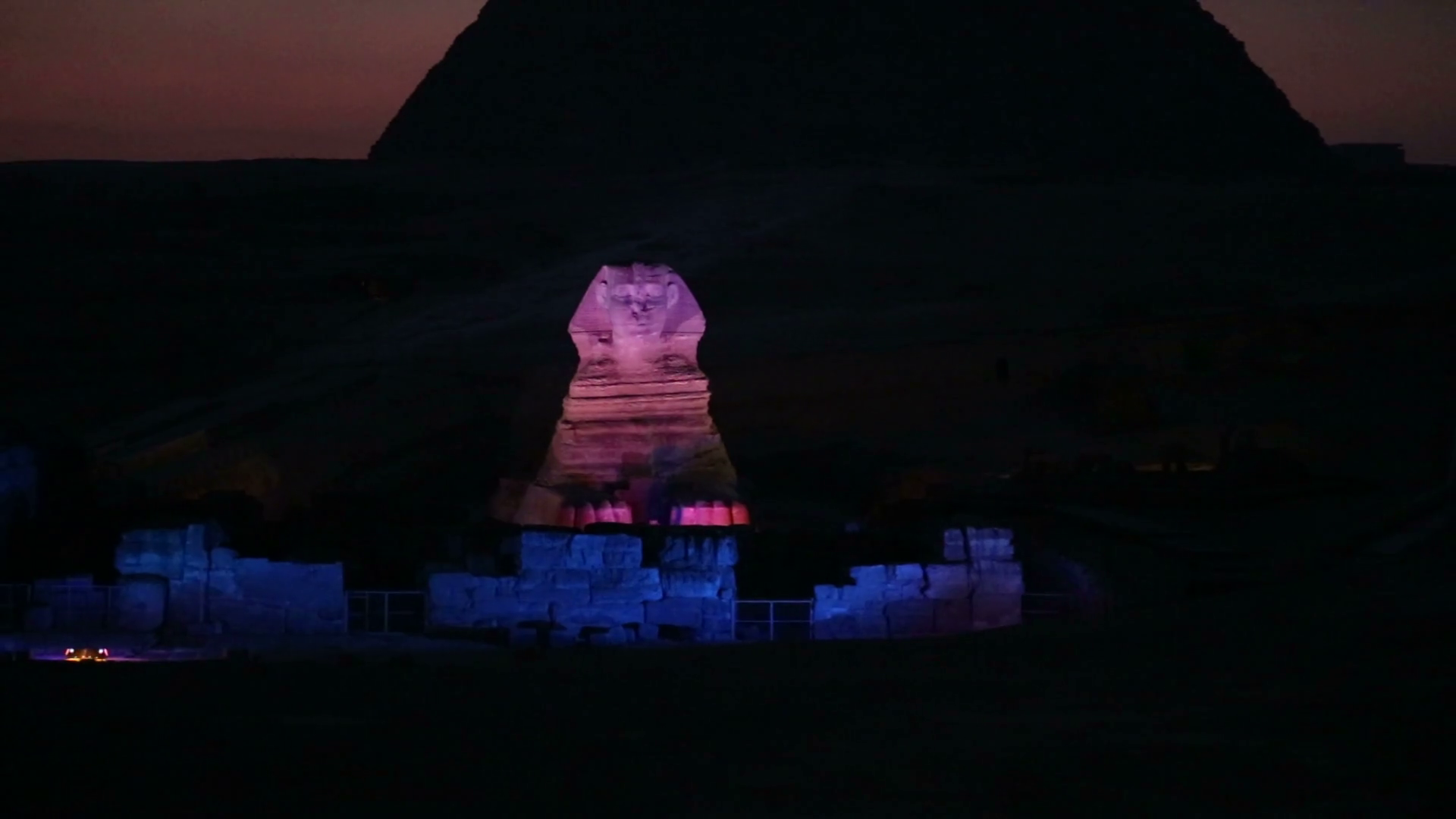 The Great Sphinx Night Light Show Giza Egypt Stock Footage SBV ...