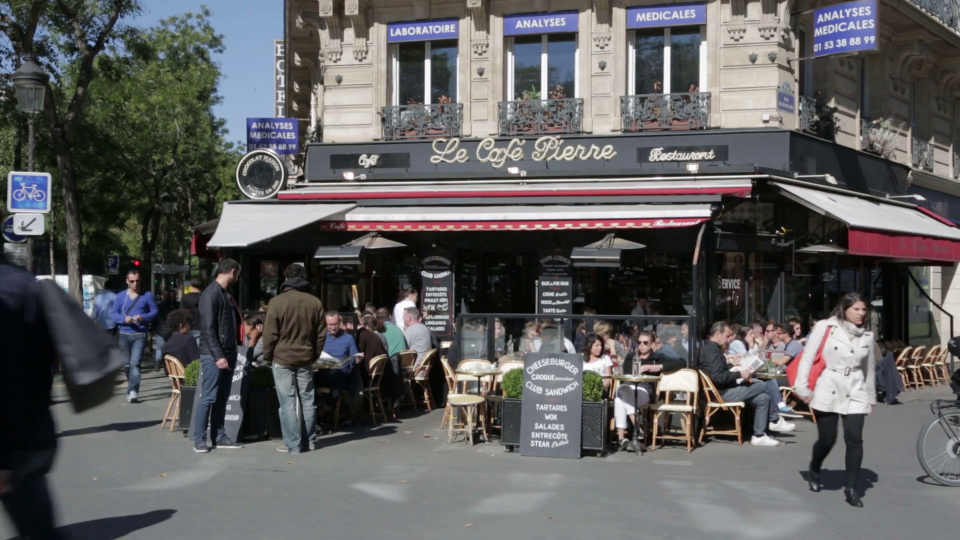 Busy Street Cafe In Centre Of Paris Stock Footage SBV-314113246 ...