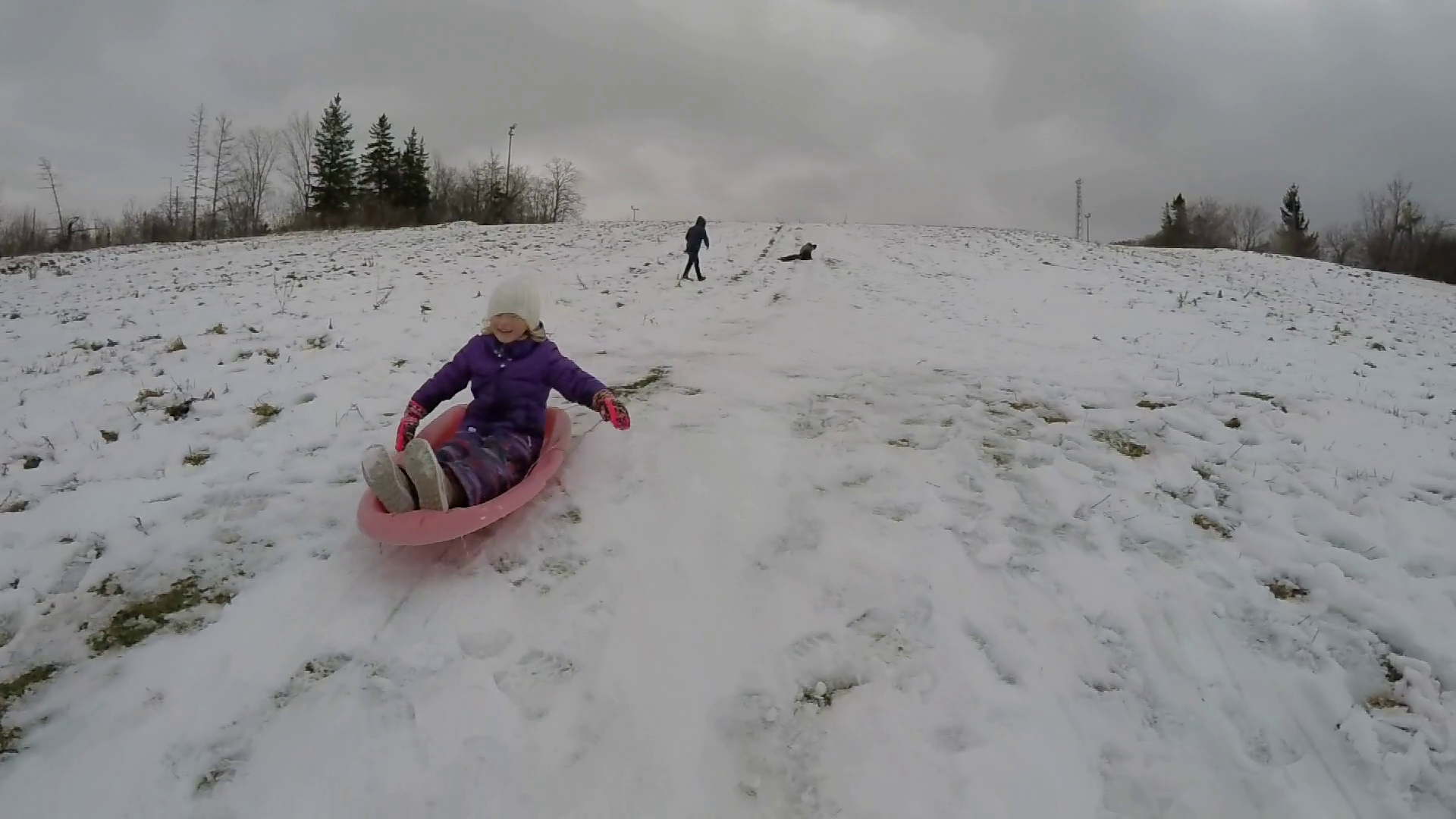 Girl Sledding On Snowy Hill In Winter Stock Footage SBV-310995311 ...