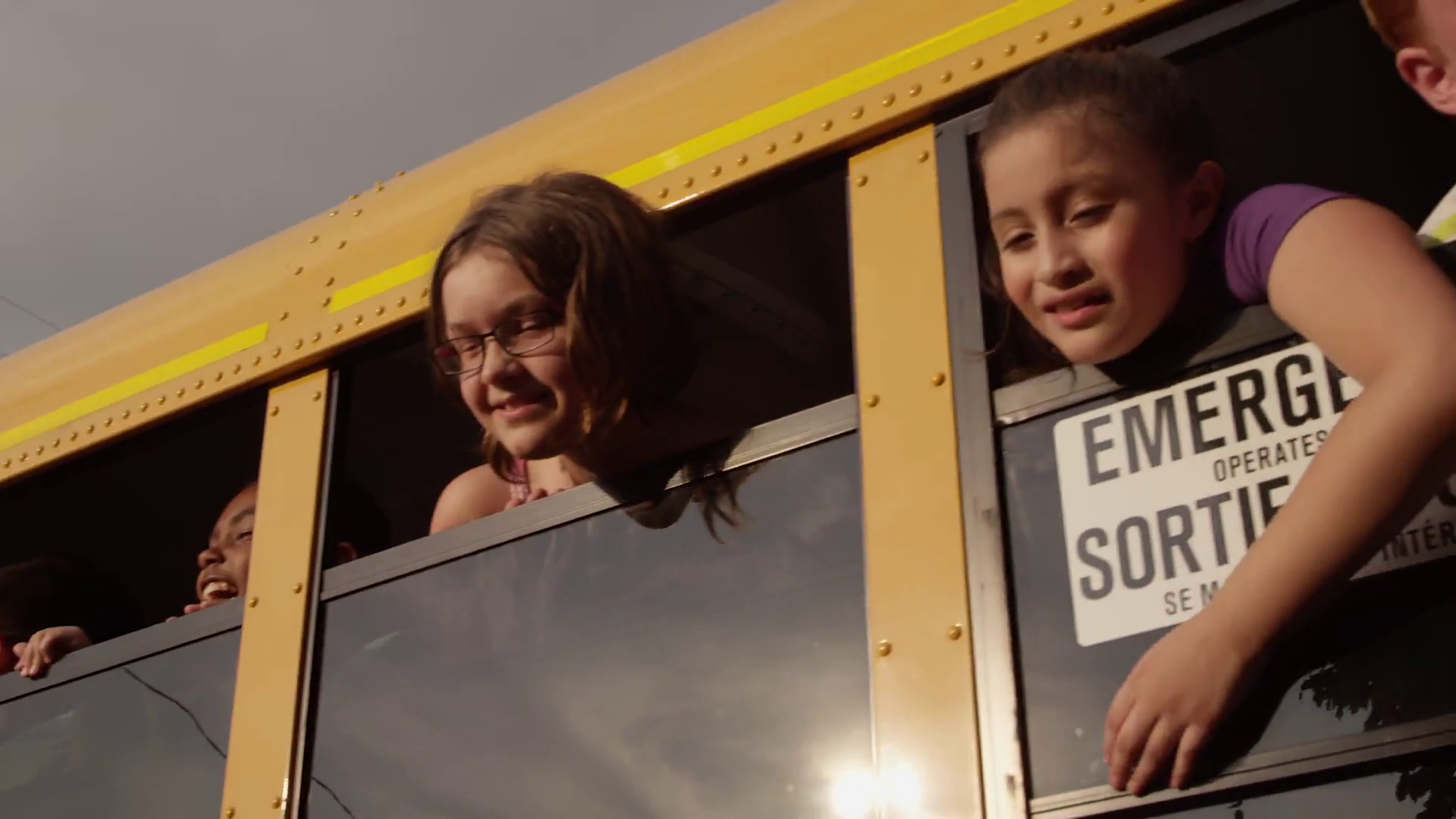 Kids Hanging Out School Bus Window Stock Footage SBV-301982030 ...