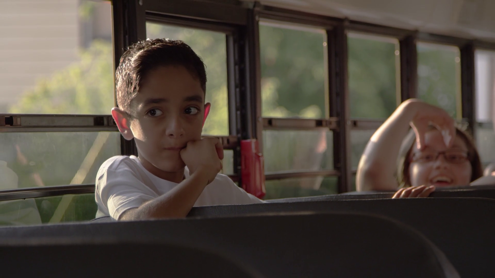 Kids On Yellow School Bus Young Boy On Stock Footage SBV-352199516 ...