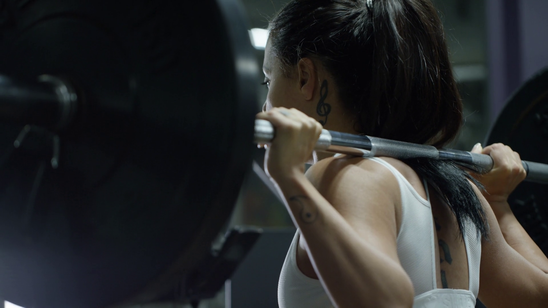 Multiple Reps Of Squats In Gym Female Athlete Stock Footage SBV ...