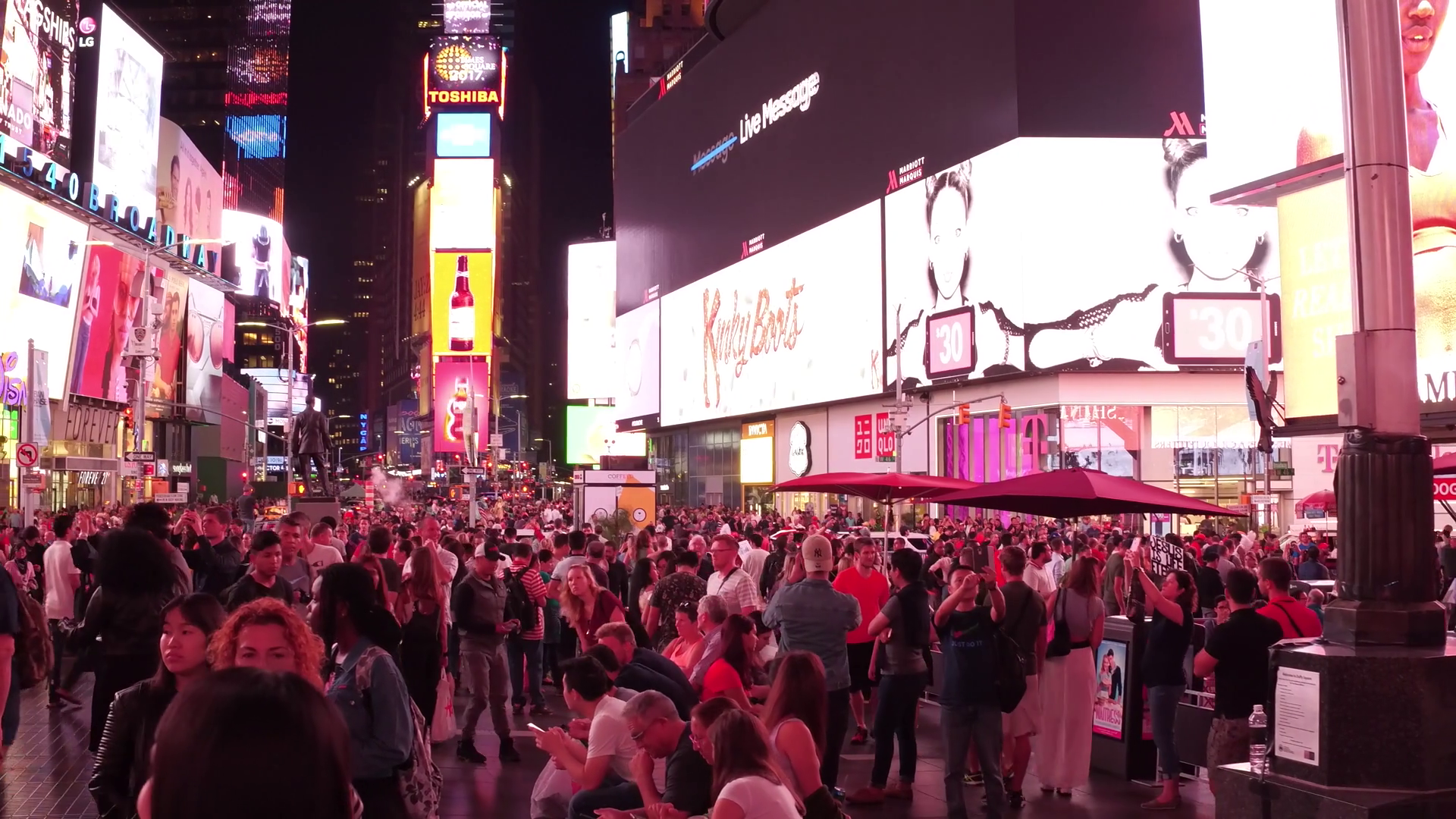 New York City At Night View Of Huge Crowd Of Stock Footage SBV ...
