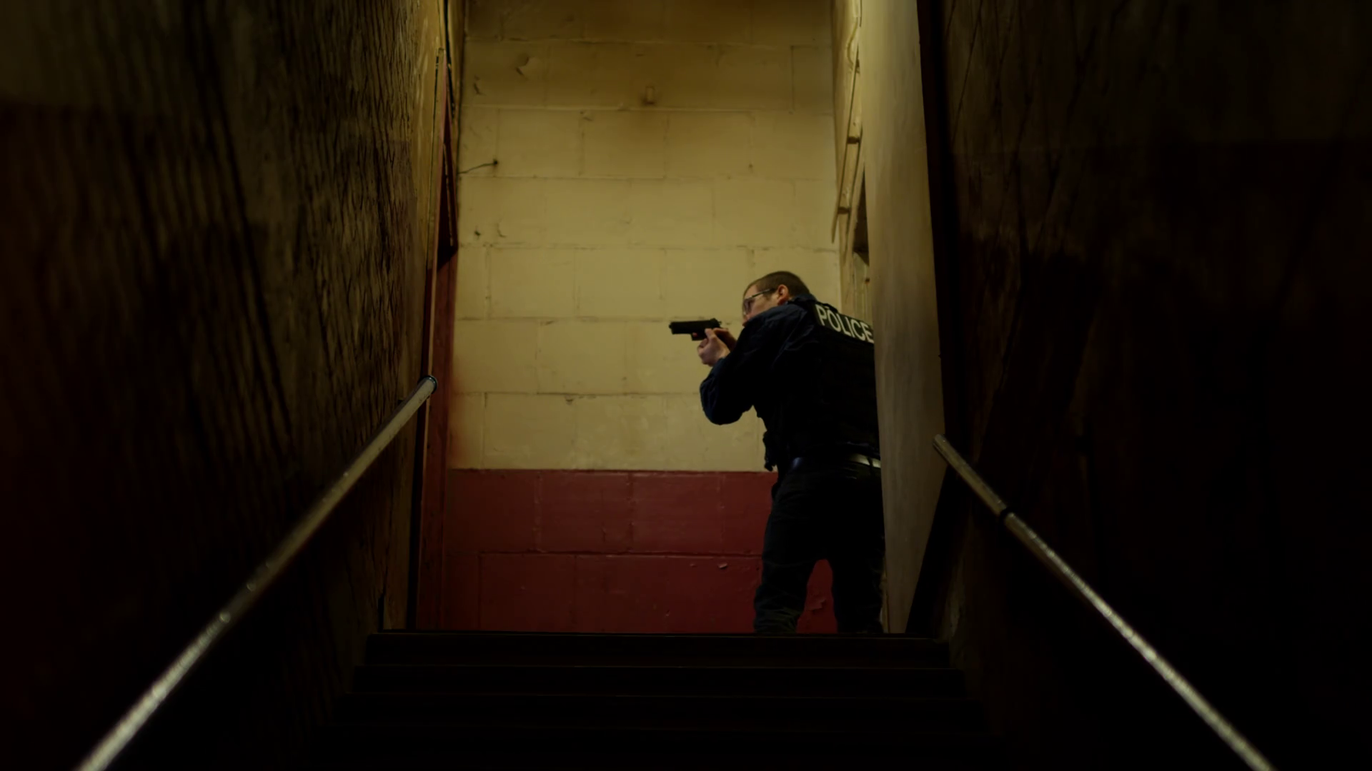 Police Officer In Sketchy Hallway With Gun Stock Footage SBV-312867687 ...