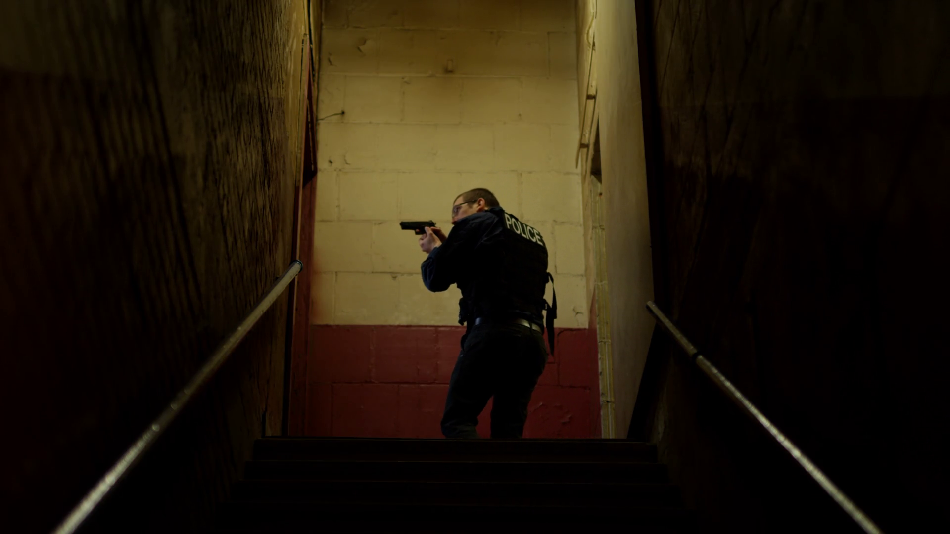 Police Officer In Sketchy Hallway With Gun Stock Video Footage ...