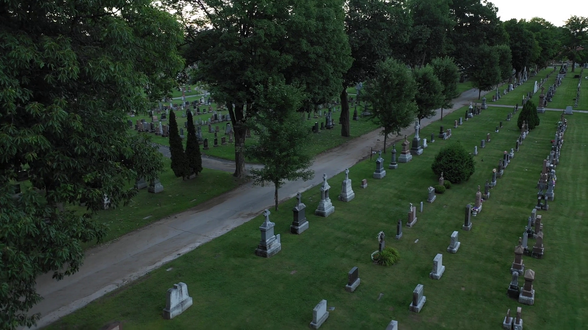 Aerial View Of Cemetery Tomb Stones Stock Footage SBV-326799092 ...