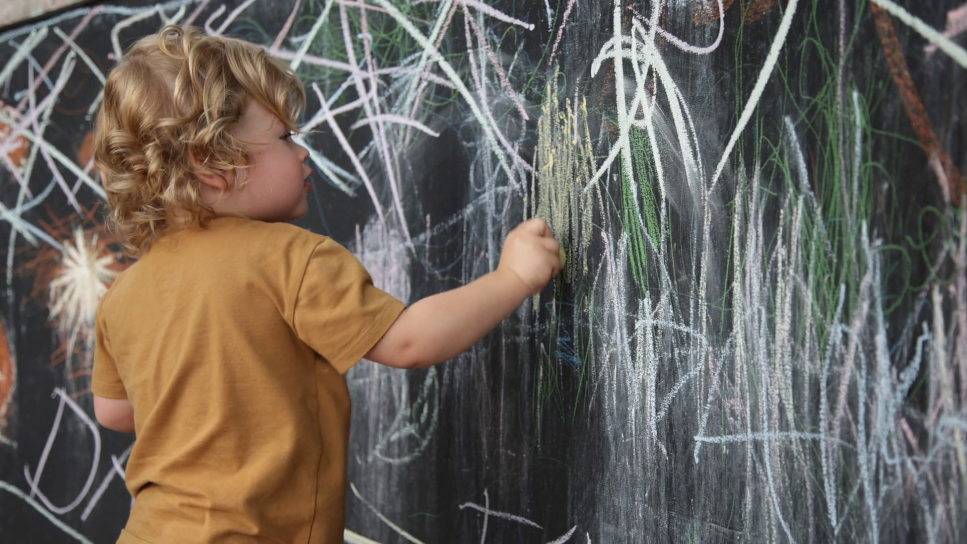 Artistic Toddler Drawing With Colored Chalk Stock Footage SBV-347497828 ...