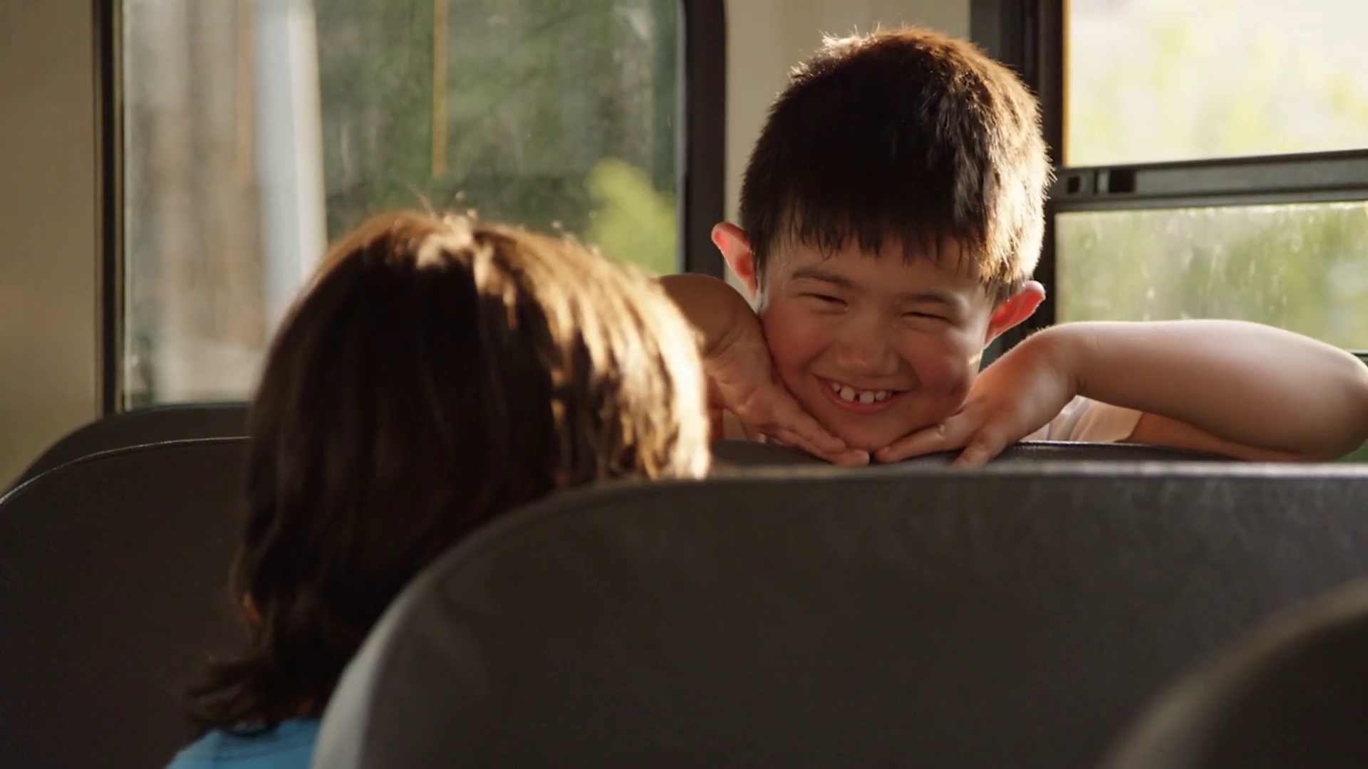 Children On School Bus Asian Kid Smiling Stock Footage SBV-348392462 ...