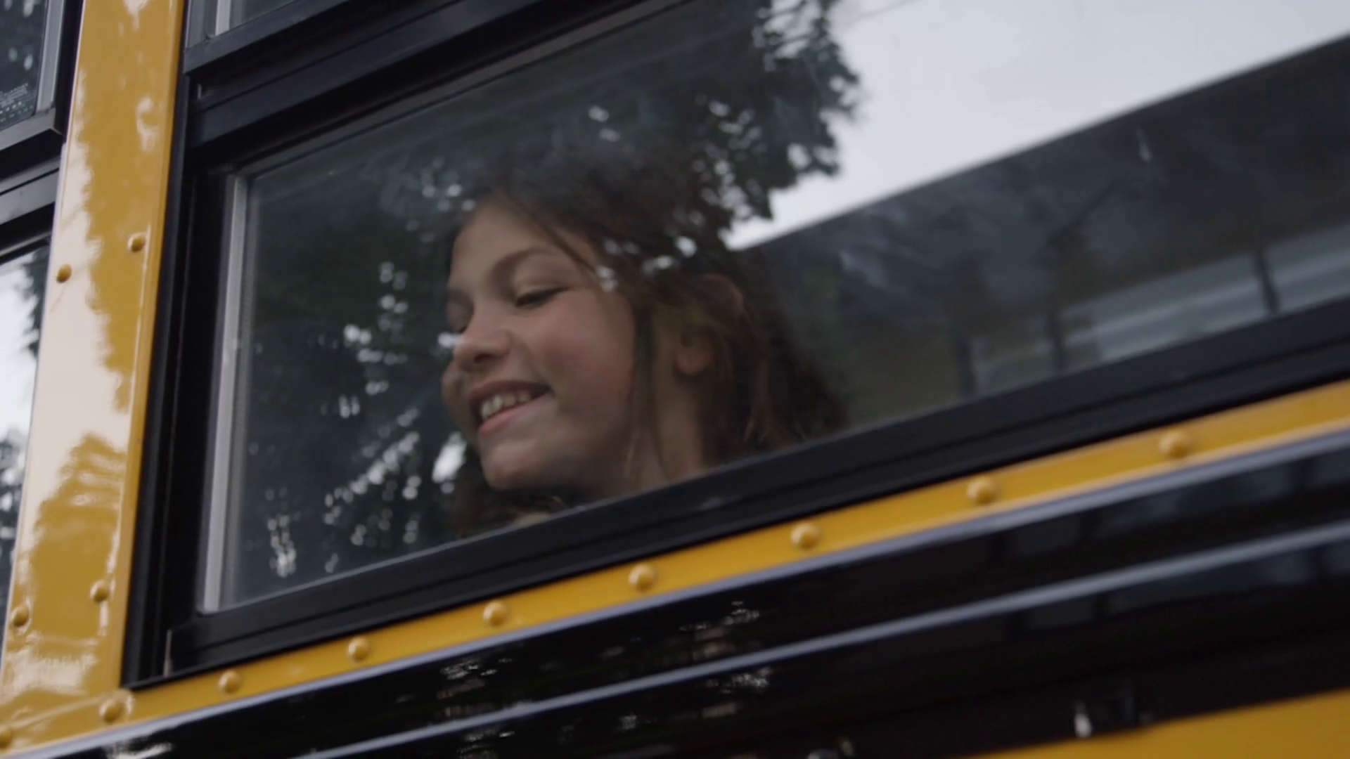 Children On School Bus Girl Excited To Be At Stock Footage SBV ...