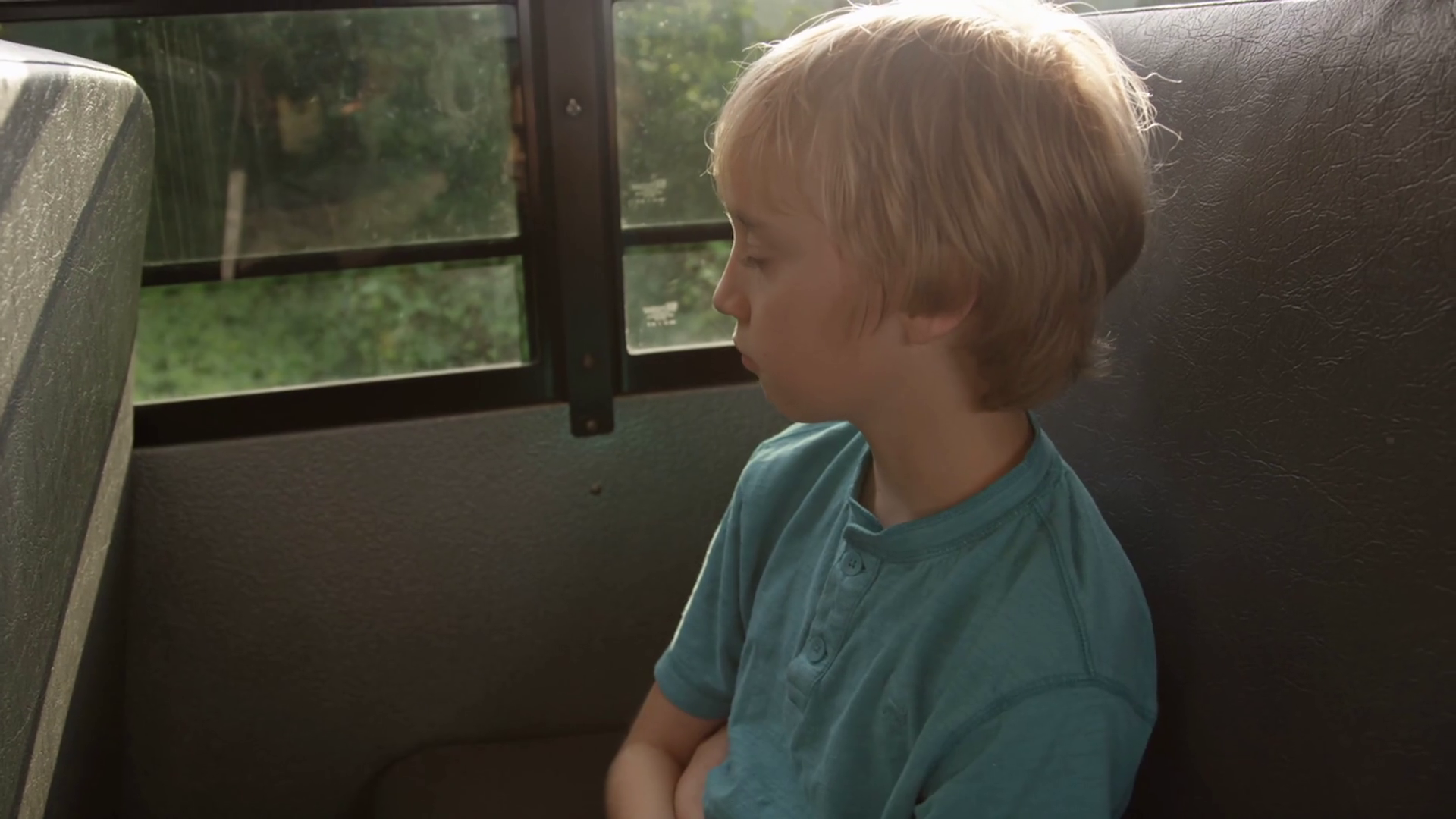 Children Riding School Bus To Class Thinking Stock Footage SBV ...