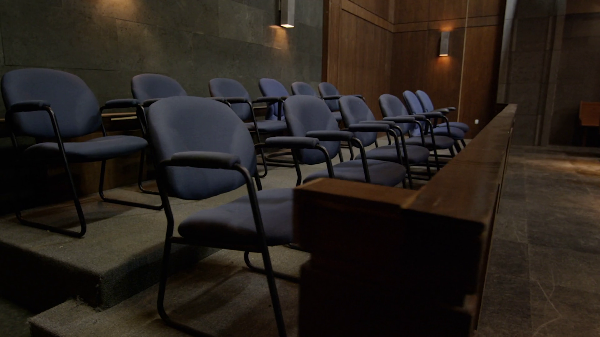 Court House - Pan Right Empty Jury Seats Hd Stock Footage SBV-348391634 ...