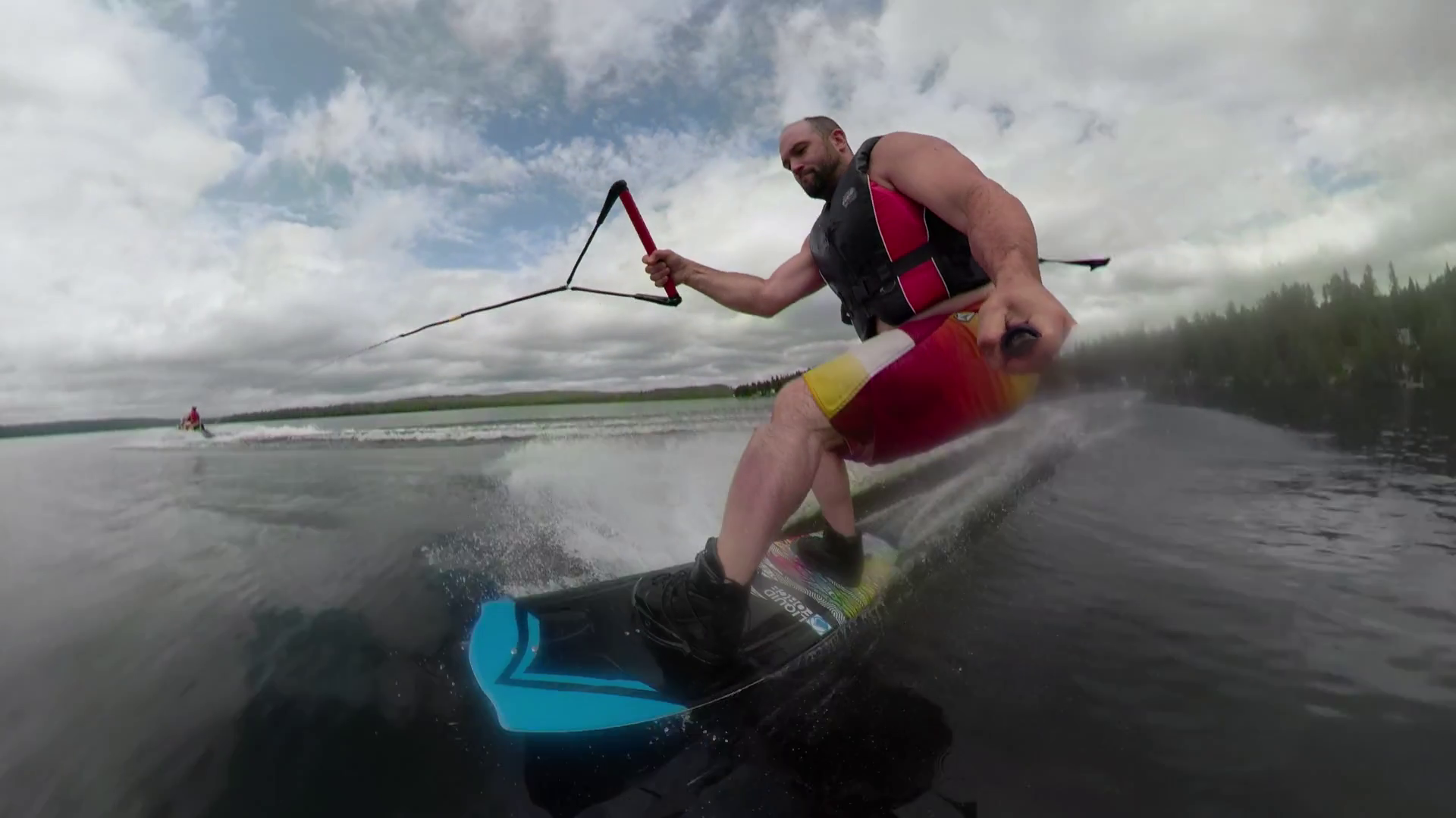 Extreme Sports Wakeboard Unique Angle Behind Stock Footage SBV ...