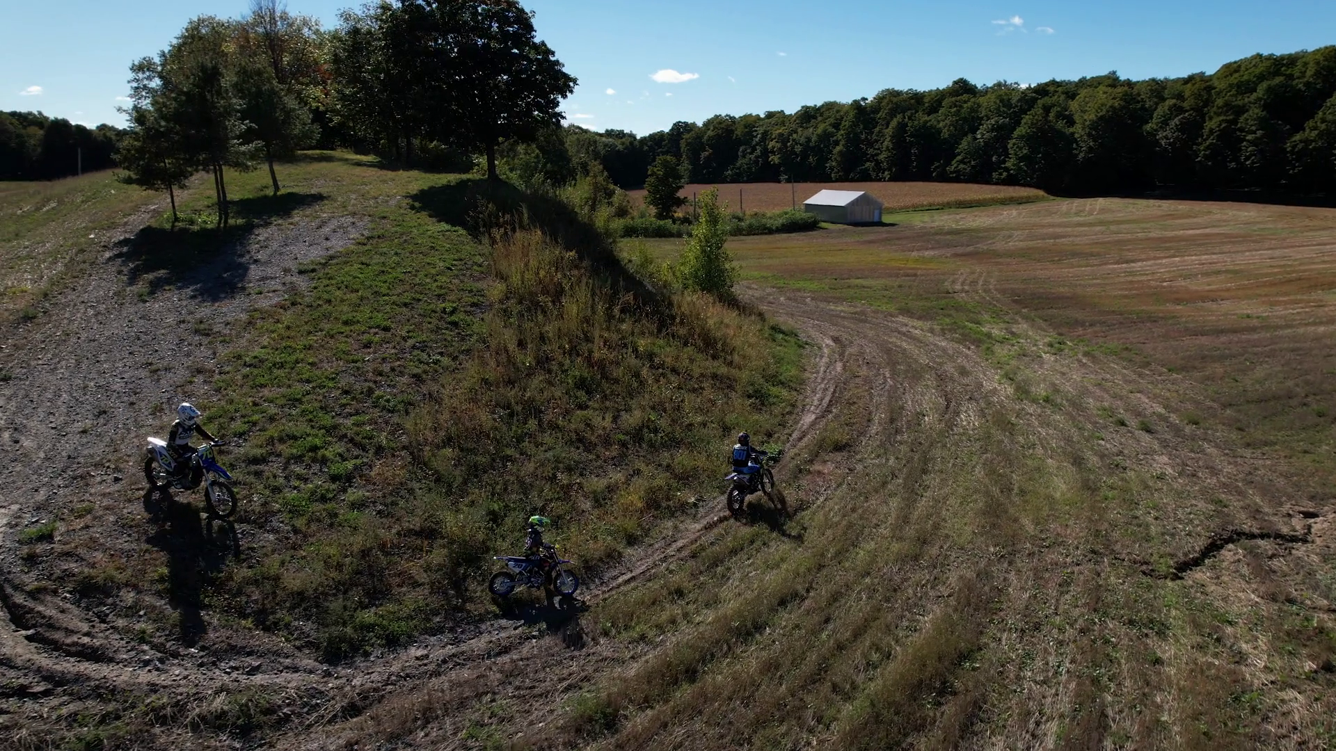 Family Of Motocross Riders On Tour In Trails Stock Footage SBV ...
