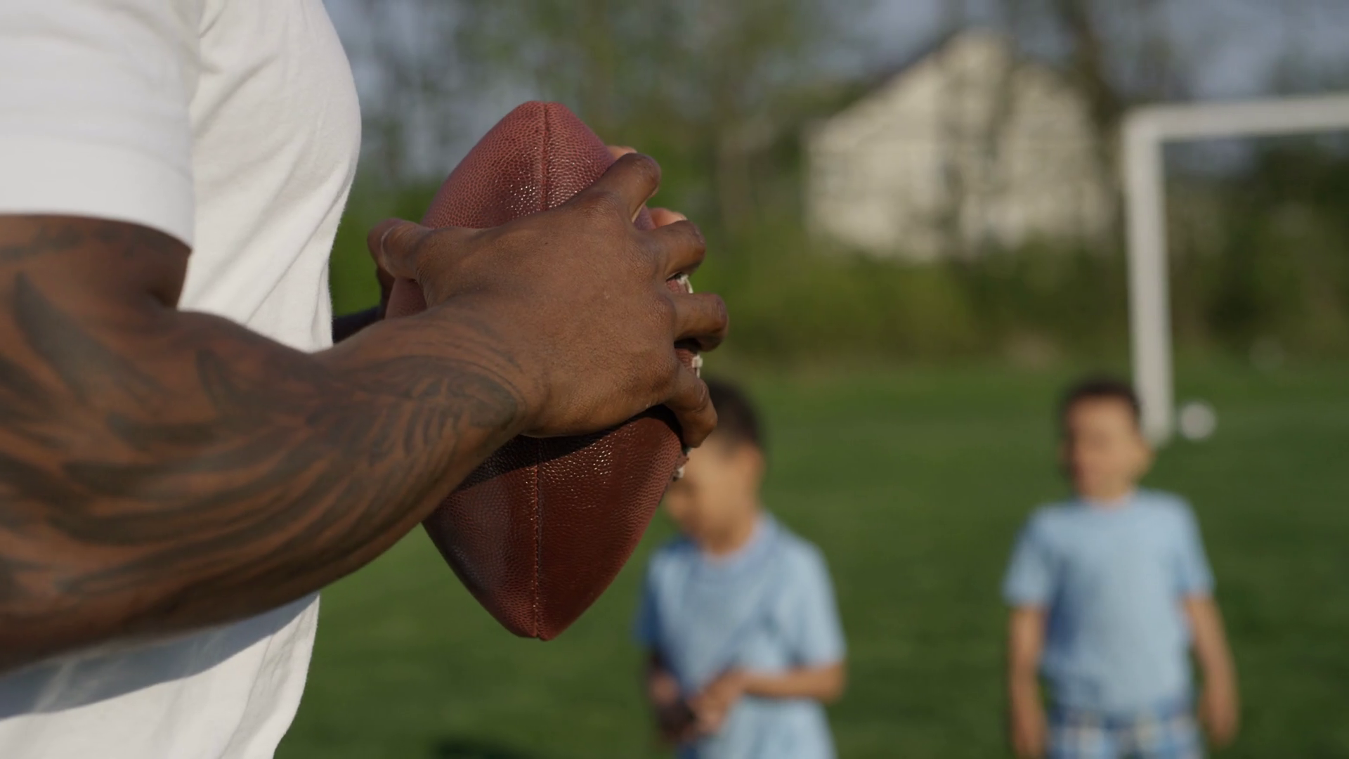 Family Sports Close Up Dad Teaching Kids To Stock Footage SBV-347718912 ...